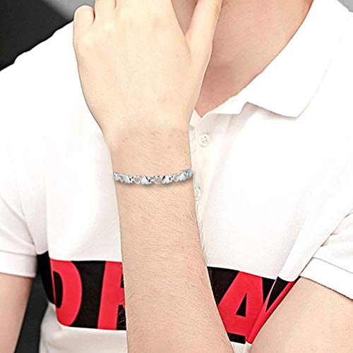Pongnas Ms. Hollow Love Heart Titanium Magnetic Magnetic Bracelet Adjustable