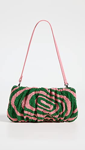 STAUD Women's Beaded Bean Convertible Bag, Acid Swirl Emerald/Quartz, Pink, Green, One Size