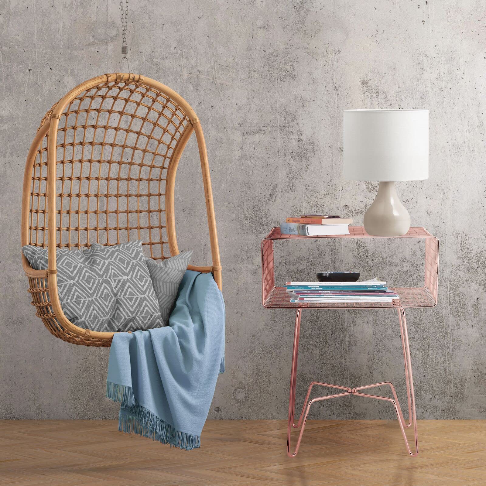 mDesign Modern Industrial Side Table with Storage Shelf, 2-Tier Metal Minimal End Table, Metallic Caged Grid - Accent Furniture for Living Room, Bedroom, Office, Dorm, Concerto Collection, Rose Gold