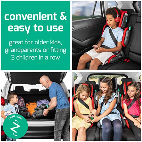 mifold hifold fit-and-fold Highback Booster Seat, – Adjustable Narrow, Foldable Booster Car Seat for Everyday, Travel, Carpooling and More – Slate Grey
