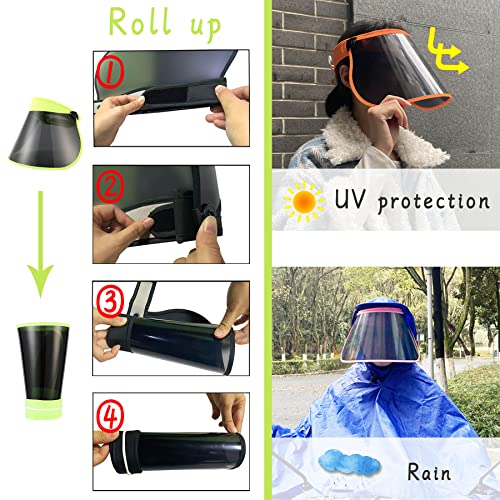 Sun Visor Hats Womens Men Wide Brim Cap Roll up Outdoors Sports Adjustable (Green)