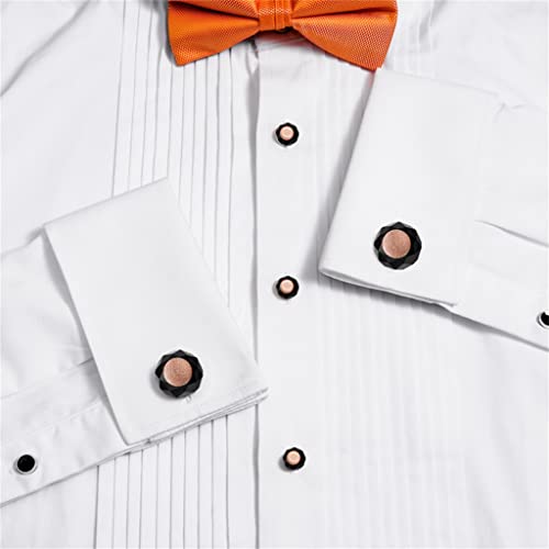 ZCMEB Wedding Cufflinks Studs 8 Piece Faceted Stone Tuxedo Shirt Studs Set Cufflinks Buttons Men with Cufflinks Box (Color : E, Size : Same Size)