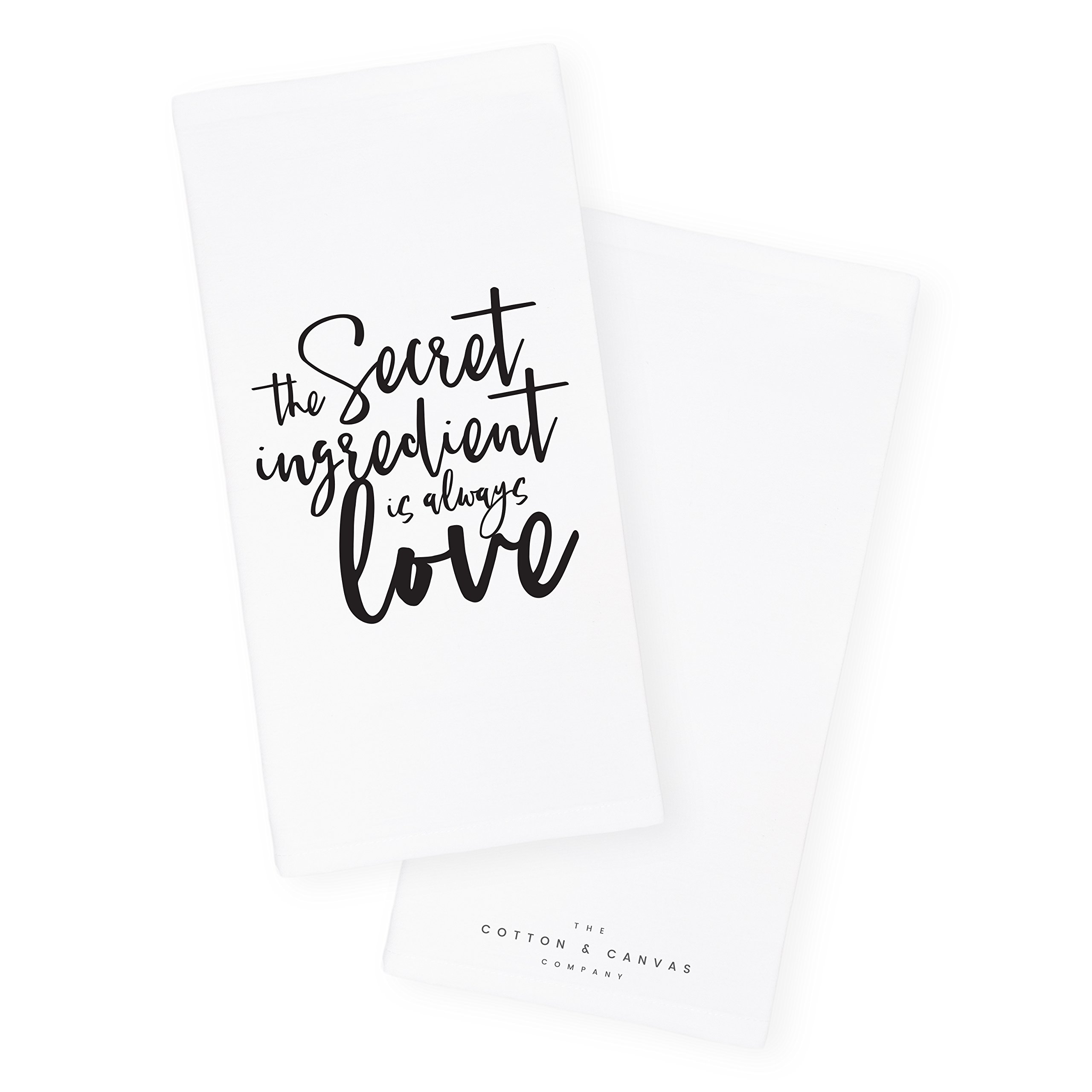 The Cotton & Canvas Co. The Secret Ingredient is Always Love Soft and Absorbent Kitchen Tea Towel, Flour Sack Towel and Dish Cloth