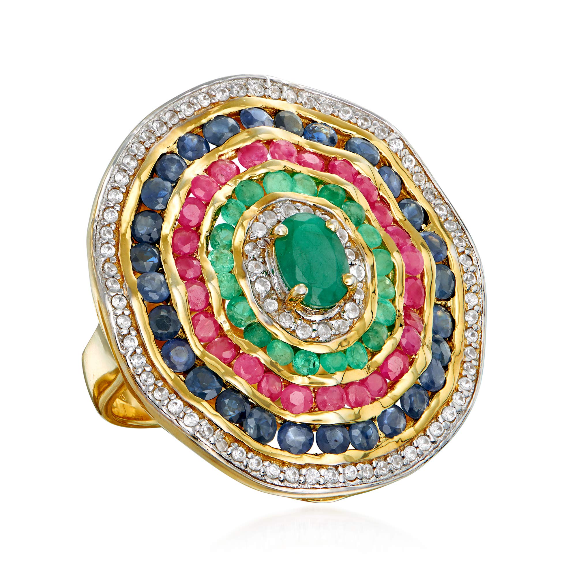 Ross-Simons 2.80 ct. t.w. Multi-Gemstone Circle Ring in 18kt Gold Over Sterling. Size 7