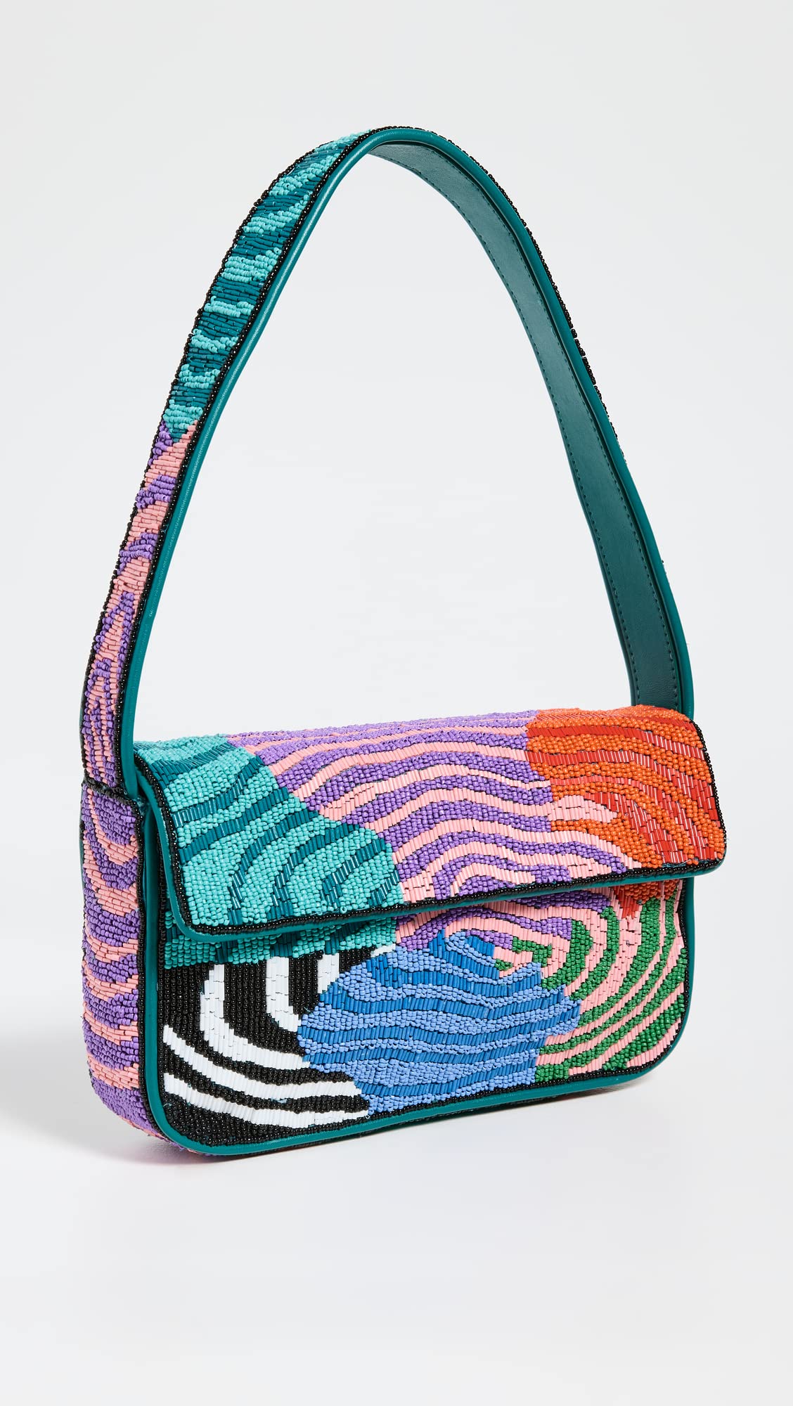 STAUD Women's Tommy Beaded Bag, Acid Swirl, Blue, One Size