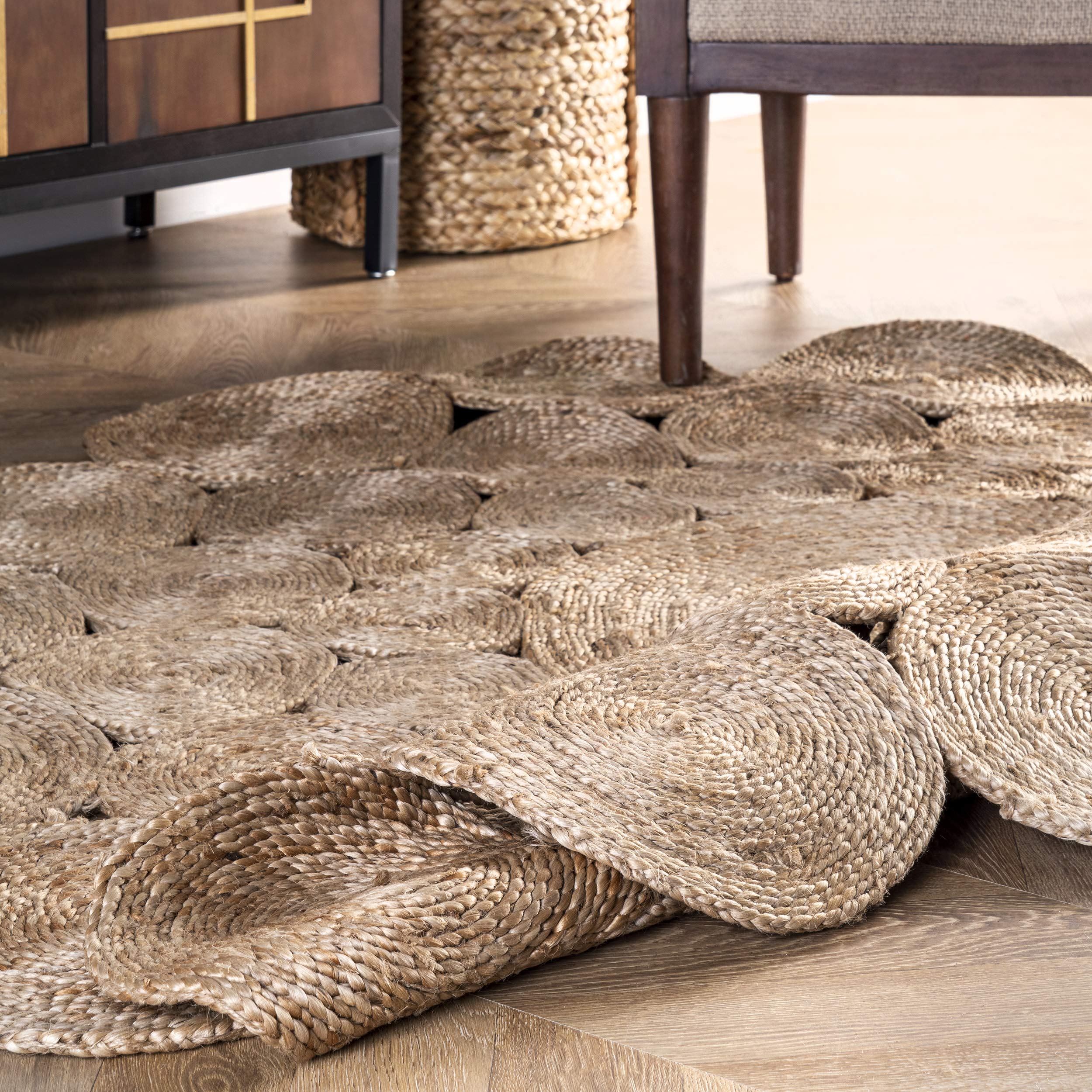 nuLOOM Eden Circle Braided Jute Accent Rug, 4' Round, Ivory