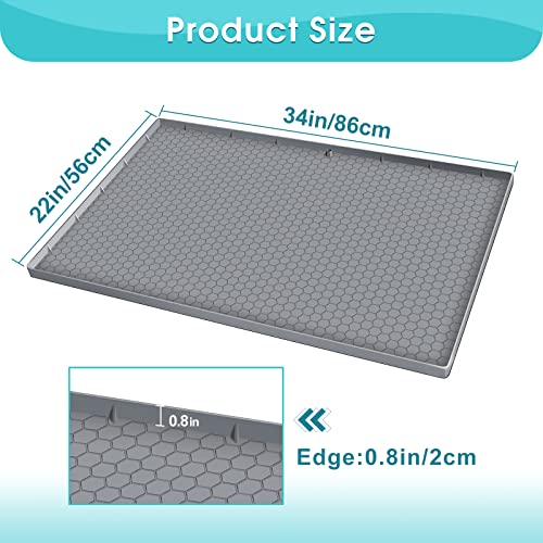 Under Sink Mat for Kitchen, 34" x 22" Silicone Tray for Bottom of Kitchen Cabinet to Protector for Drips Leaks Spills, Waterproof Under Sink Liner - Hold up to 2.5 Gallons
