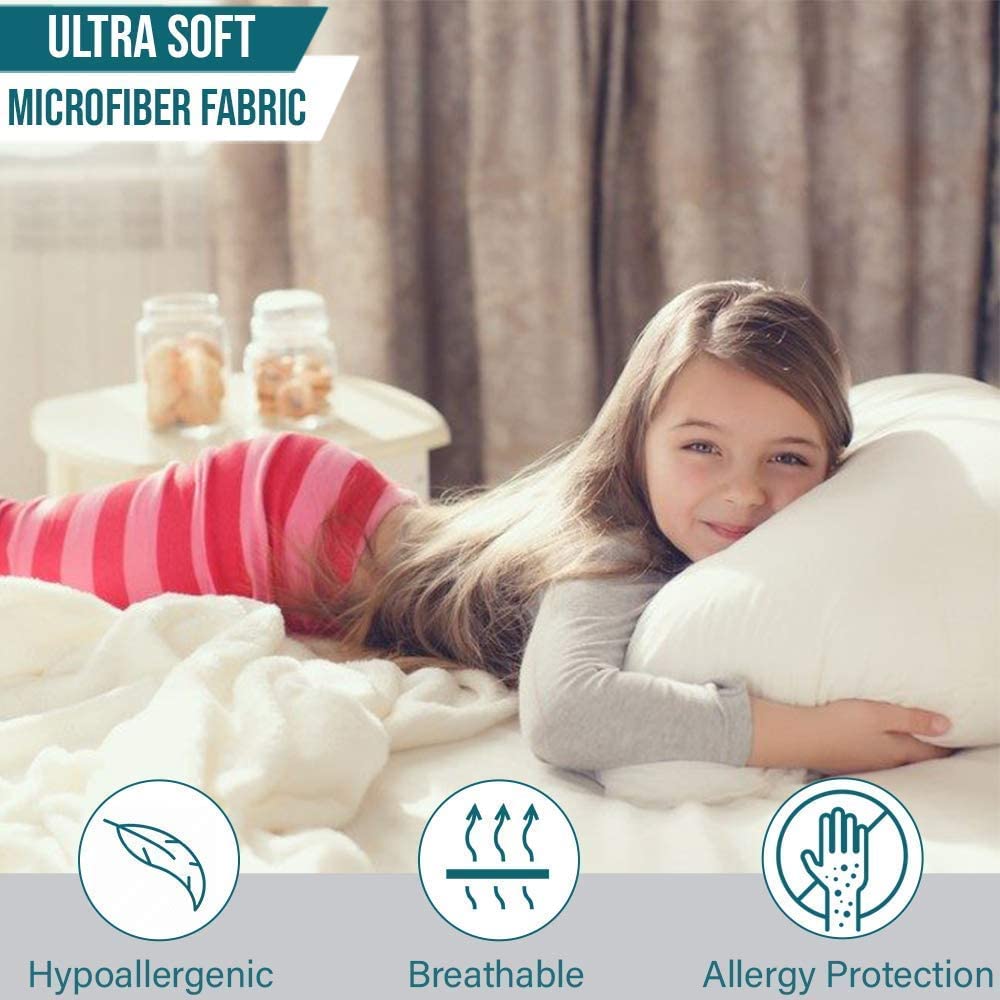 Micropuff Body Size (20 X 55) Pillow Protectors with Zipper - 2 Pack - Soft and Breatheable Hypoallergenic Pillow Cover. Pillowcase Protects Against Stains, Spills, and Perspiration.