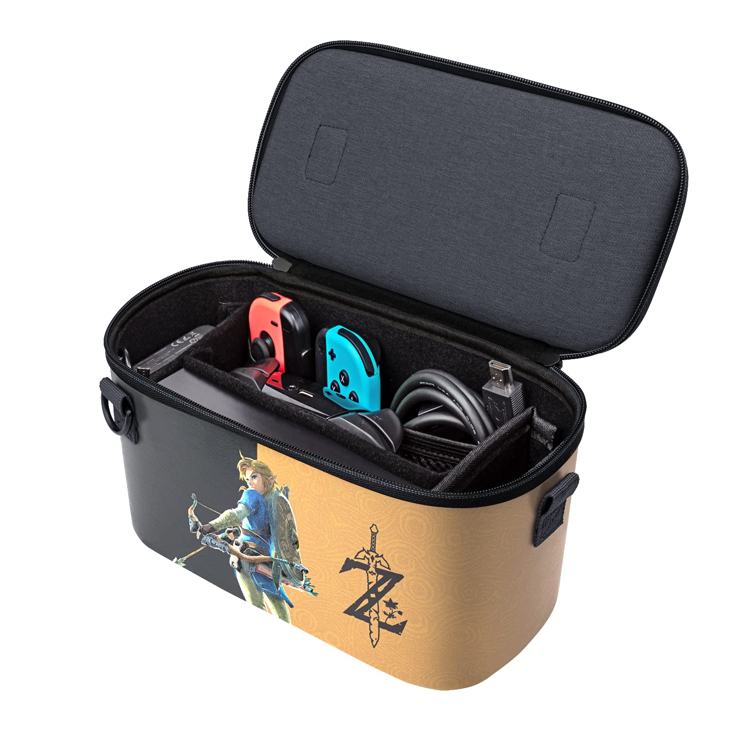 PDP Gaming Officially Licensed Switch Pull-N-Go Travel Case - Zelda Breath of the WIld - Semi-Hardshell Protection - Protective PU Leather - Holds 14 Games - Works with Switch OLED & Lite