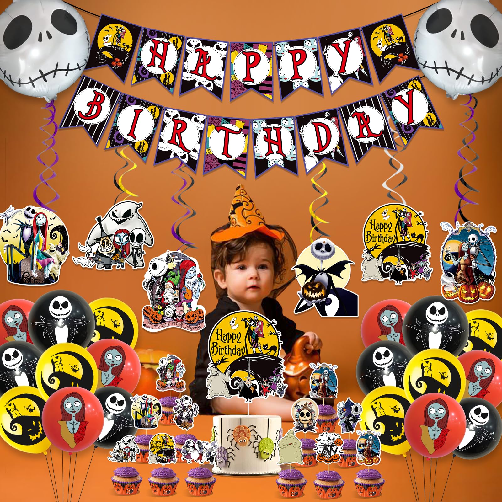 Nightmare Birthday Party Decorations Jack and Sally Birthday Party Decorations Halloween Nightmare Party Decorations Nightmare Cupcake Topper Nightmare Before Cake Decorations Nightmare Birthday