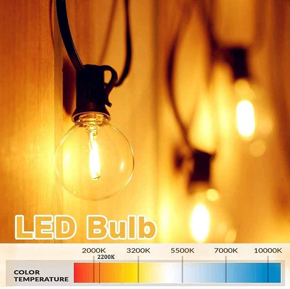 Pack of 25 G40 Clear Glass Replacement Bulbs 1W Equivalent 10W E12 Screw Base Soft Warm White 2200K Globe Light Bulb for Indoor or Outdoor G40 Led String Light Party Patio Garden Decor CRI 85+