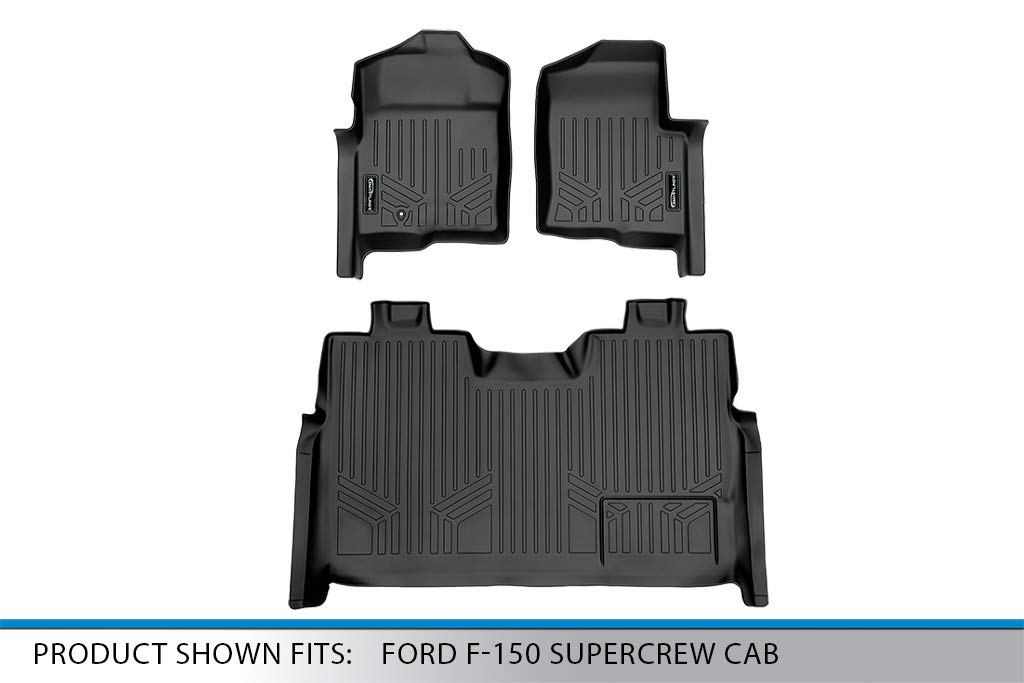 MAXLINER Custom Fit Floor Mats 2 Row Liner Set Black Compatible with 2009-2010 Ford F-150 SuperCrew Cab