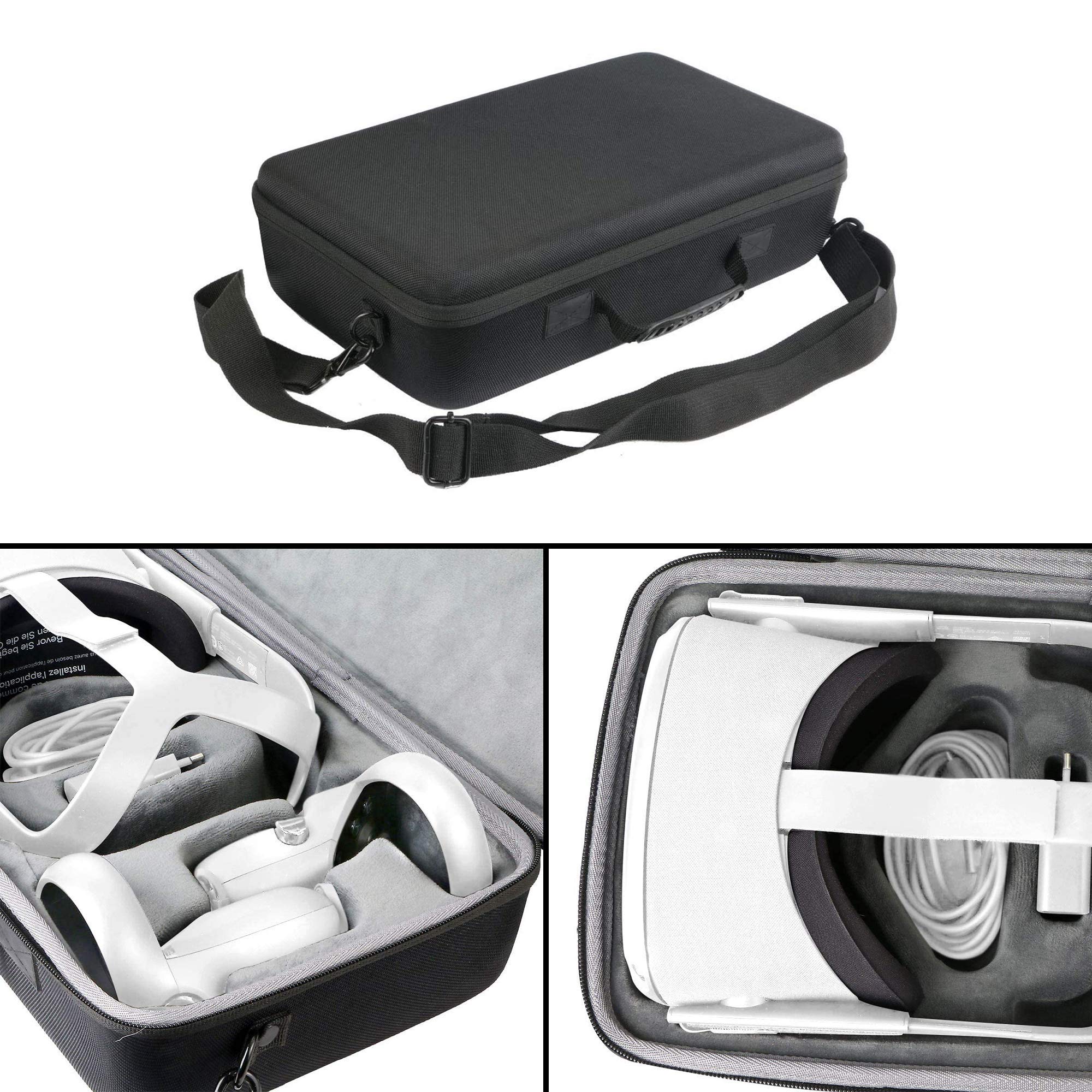 Movic® SimpleTravel™ Carrying Travel Hard Case for Oculus Quest 2 Replacement Virtual Reality VR Gaming Headset & Controller Accessories w Strap | Water Proof Cover Shell (Black + Velvet Grey)
