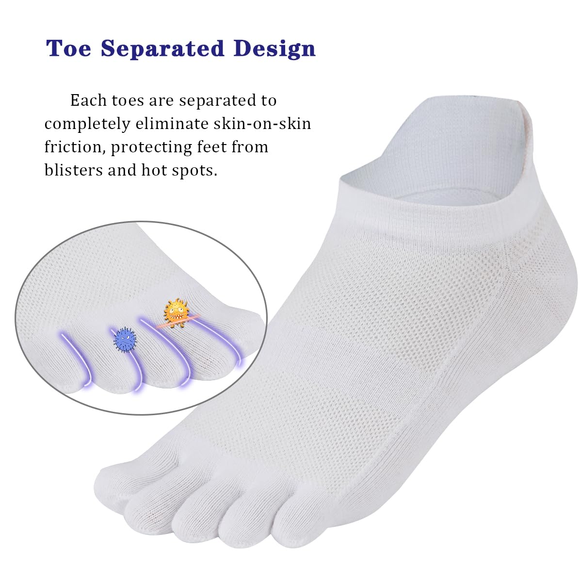 Meaiguo Men's Toe Socks Cotton Five Finger Socks Low Cut Athletic Socks for Running 4 Pairs