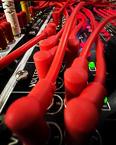 Starving Students Music Supplies Luigis Modular M-PAR Right Angled Eurorack Patch Cables - Package of 5 Red Cables, 12" (30 cm)