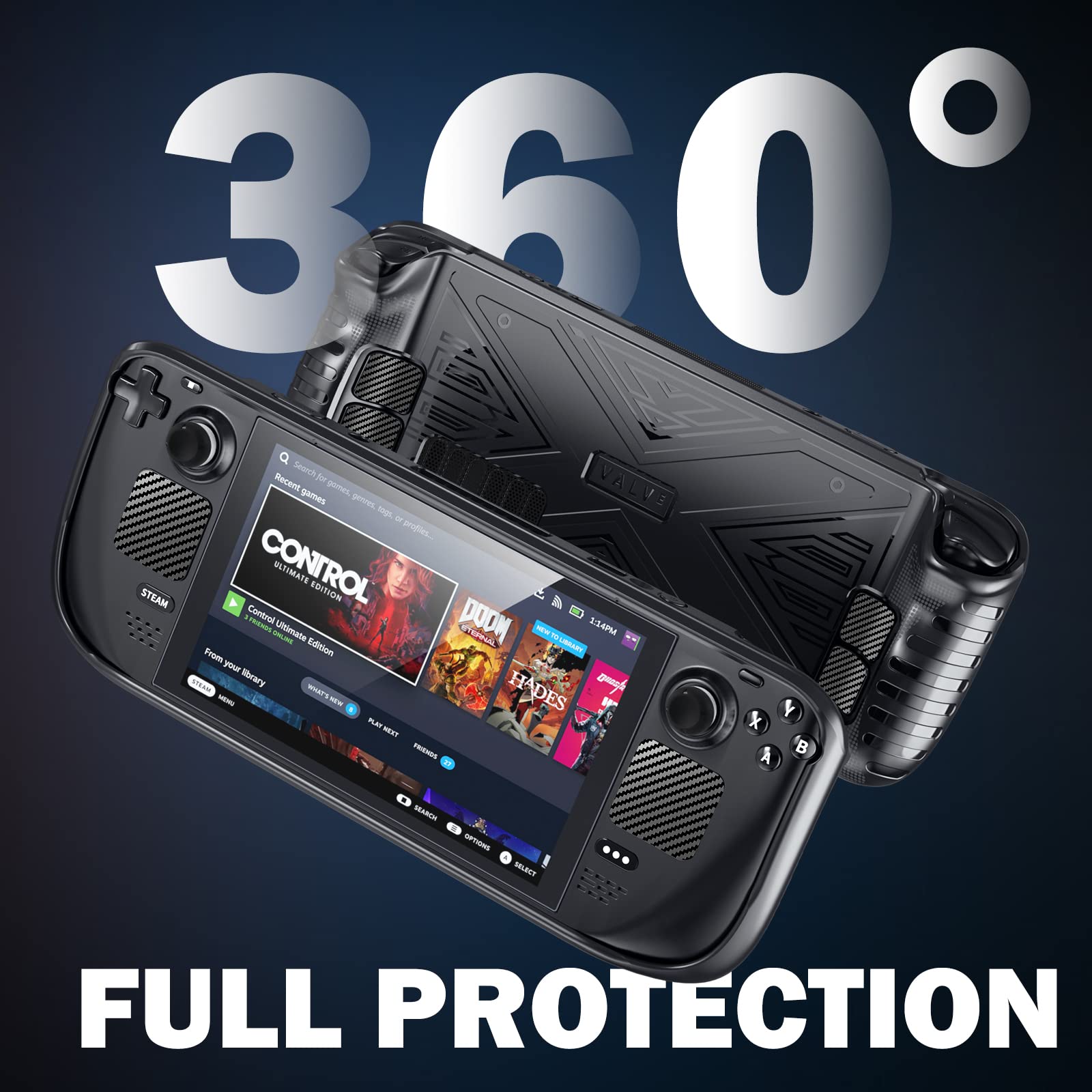 Steam Deck Case,[21 in 1]Steam Deck Accessories Set with TPU Protective Cover Case,Adjustable Stand Dock and 2 HD Tempered Glass Screen Protector,90° Type-c Expansion Adapter and Protect Skin Kit