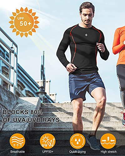 Milin Naco Compression Shirts for Men Long Sleeve Compression Undershirts Dry Fit Compression Shirt Baselayer Rash Guard