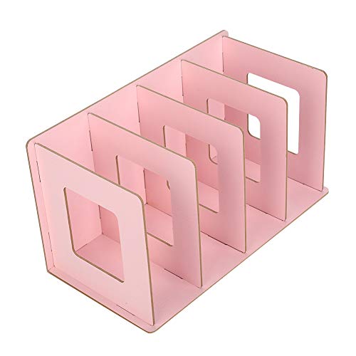 YOUTHINK DIY Desktop Bookshelves, Wooden Books DVD Placement Shelves Storage Shelves, Suitable for Students Children Adults (Light Pink)