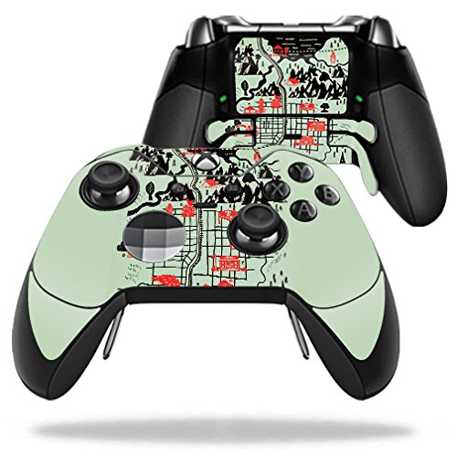 MightySkins Skin Compatible with Microsoft Xbox One Elite Controller - Twin Peaks Map | Protective, Durable, and Unique Vinyl wrap Cover | Easy to Apply, Remove, and Change Styles | Made in The USA