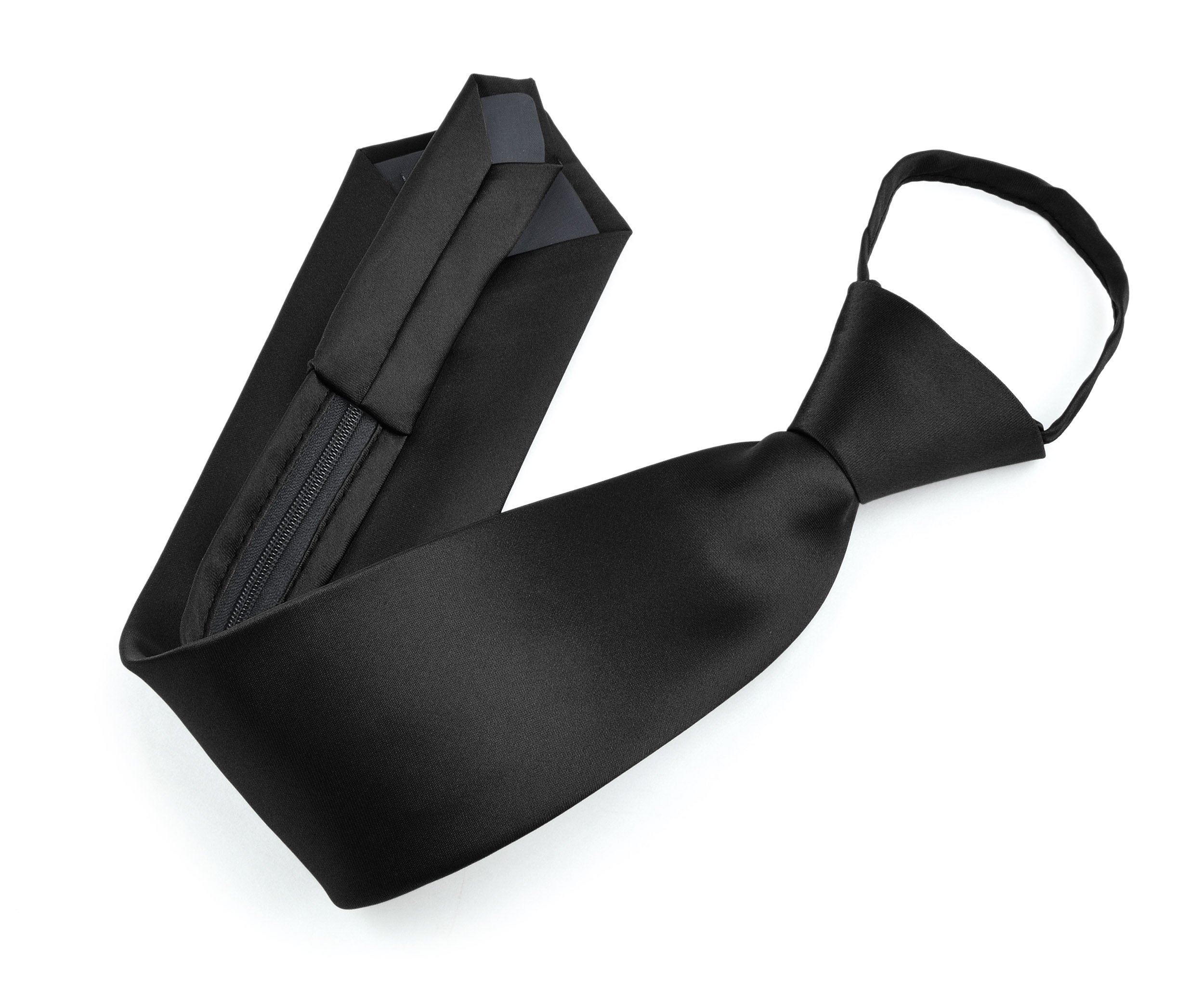 Moda Di Raza - Black Tie Long Ties for Men Ties For Men Zipper Ties Men's/Boy's Black Ties 17 IN