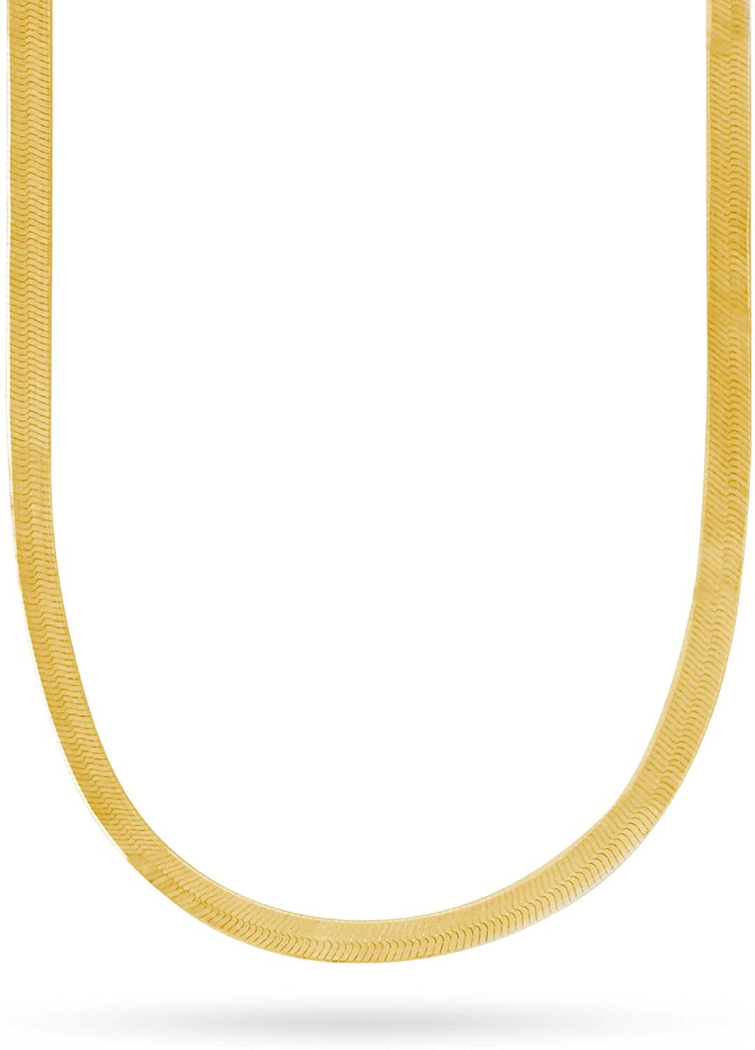 PORI JEWELERS 18K Gold Plating Over Sterling Silver 3MM Flexible Flat Magic Herringbone Chain Necklace - (3MM Gold, 20)