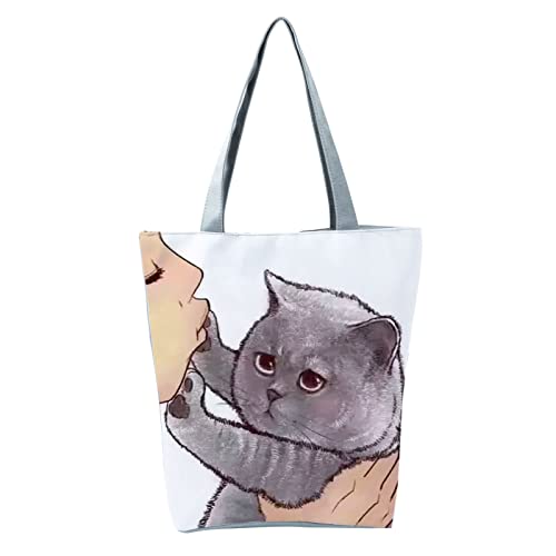 Tote Bag Kitty Print Large Capacity Young Style Women Shoulder Bag for Travel Single Shoulder Bag