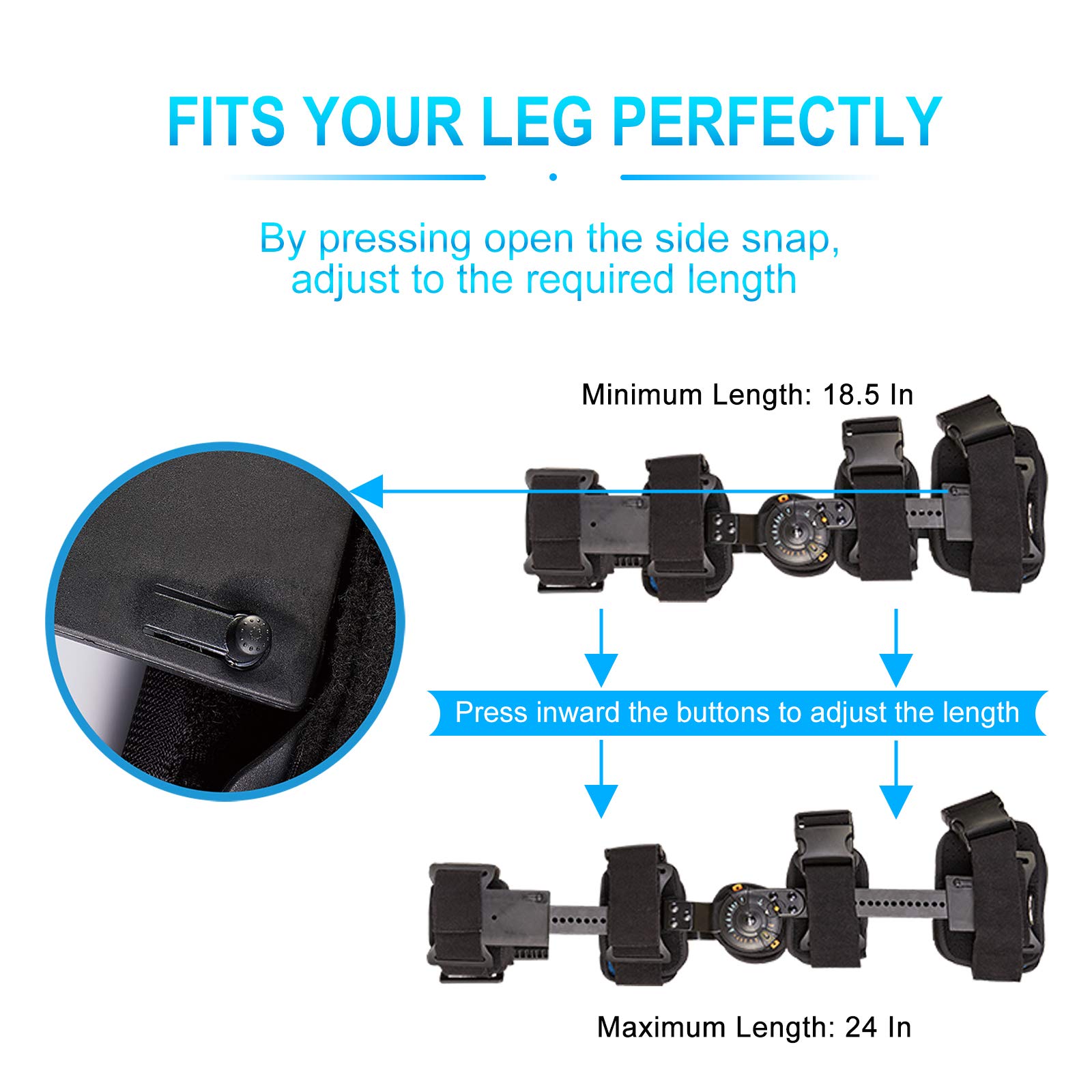 Nvorliy ROM Knee Brace with Shoulder Strap, Post Op Hinged Immobilizer Support, Recovery Stabilization for ACL, PCL, MCL, Oste Arthritis, Joint Injuries and Orthopedic Rehab - Fits Right or Left Leg