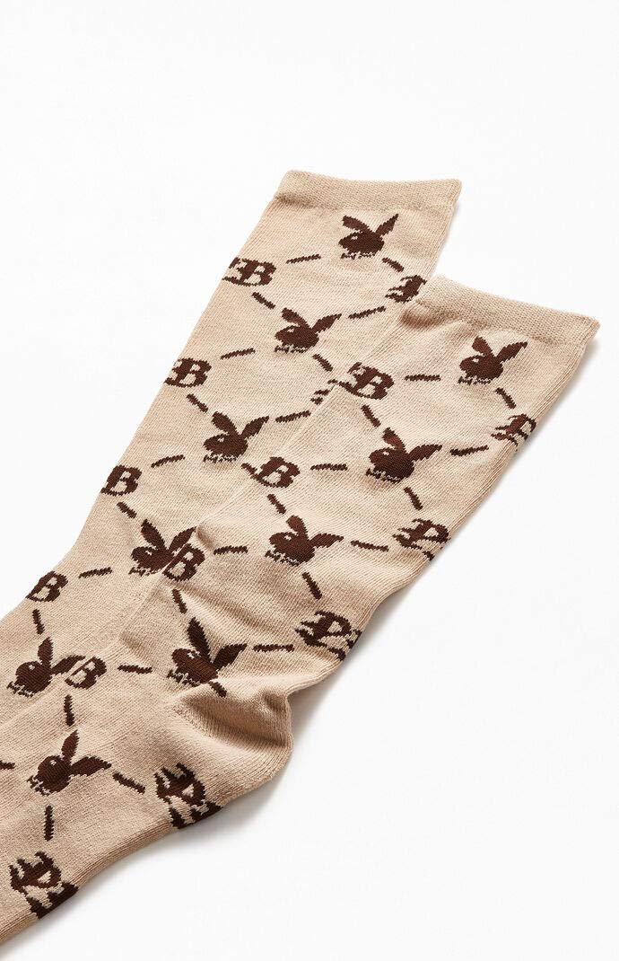 PacSun Playboy Men's Monogram Print Crew Socks - Brown