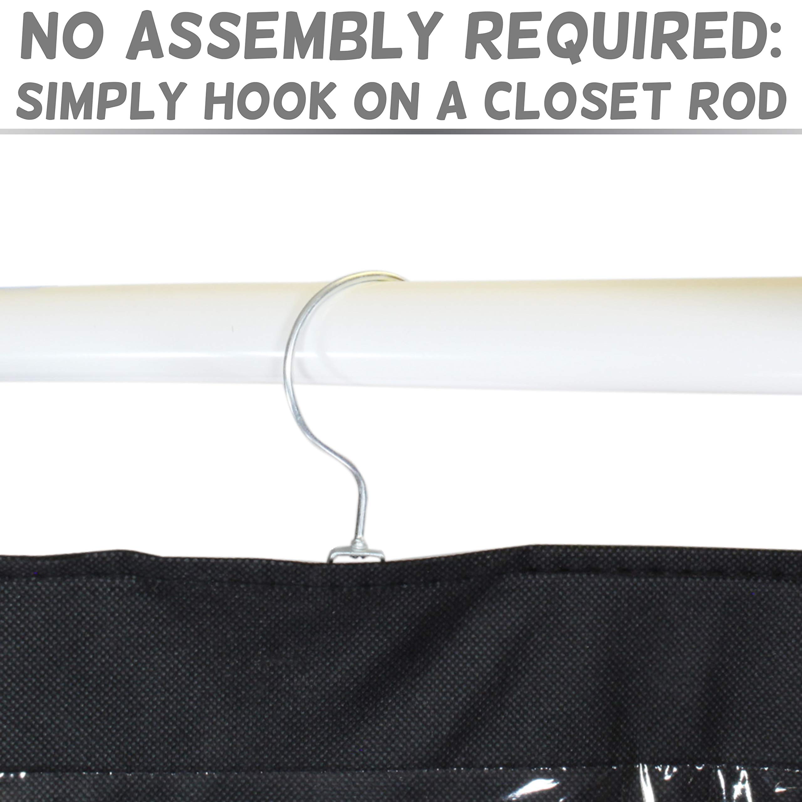 MIGHTY TIDY HOME New and Improved Size | Hanging Handbag Purse Organizer for Closet | 6 XL Shelves in Total | Space Saving Hand Bag Storage Holder for Wardrobe Closet (Black)