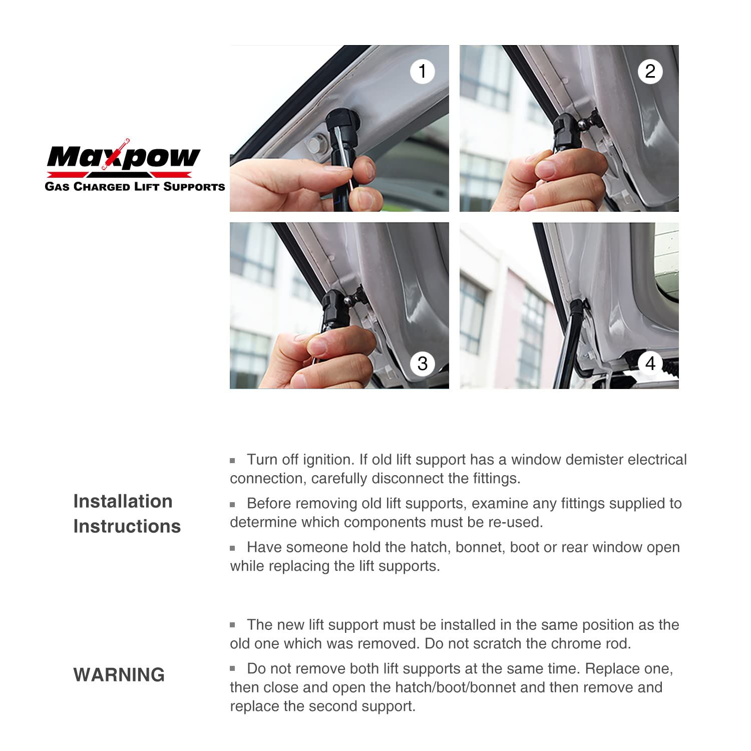Maxpow Rear Window Glass Lift Support Struts Shocks Replacement for Expedition 1997-2002 / Navigator 1998-2002 Back Window Glass Lift Support, 4676