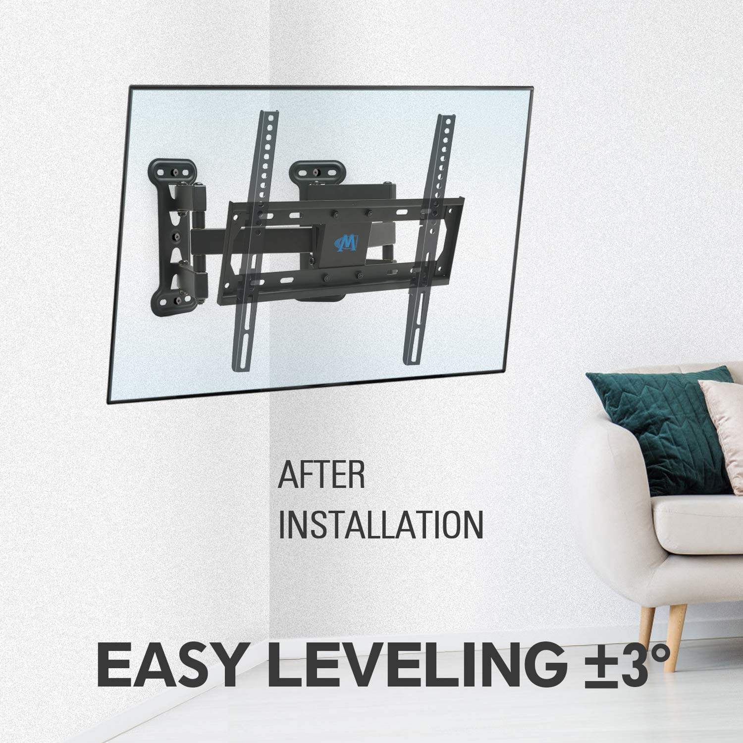 Mounting Dream Full Motion Corner TV Wall Mount Bracket for Most 26-50 Inch LED, LCD, OLED Flat Panel Screen TV, Mount with Swivel Articulating Arms up to VESA 400x400mm and 99 LBS with Tilting MD2501