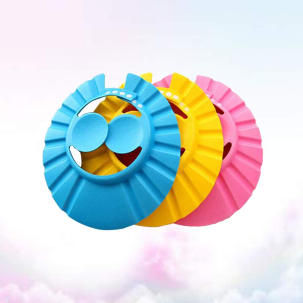 Lurrose Baby Shampoo Shower Cap Adjustable Bathing Ear Protector Hat for Children Mewborn Kids 3Pcs