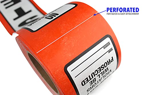 WristCo Posted Sign Orange No Trespassing for outdoors - 4" x 20" 100 per Roll - weatherproof tear-resistant Tyvek high visibility for warning hunting fishing trapping