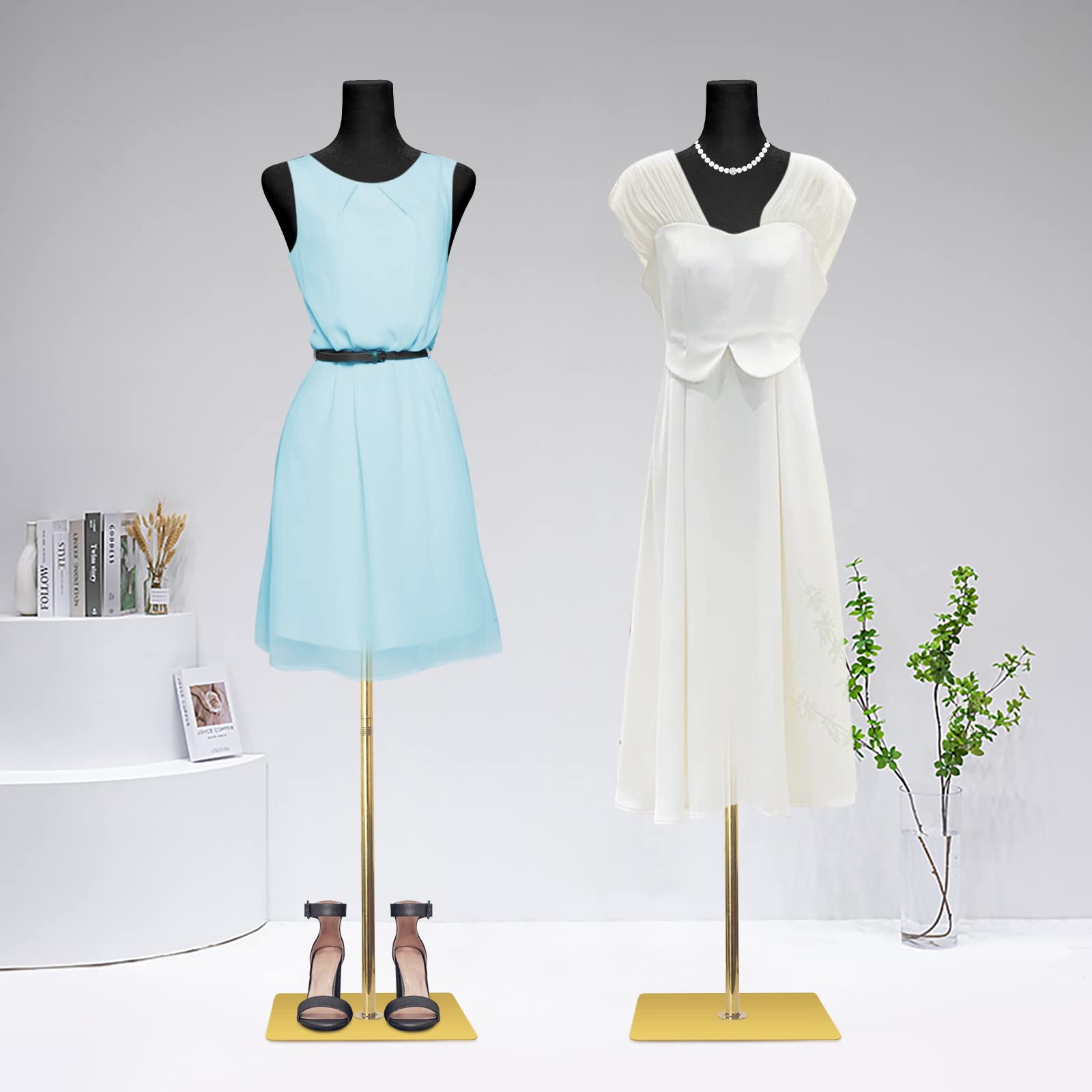 Mannequin Dress Form 61-69 Inch Height Adjustable Female Model Display Mannequin Body High Density Foam with Metal Bracket and Rectangular Base for Sewing Dressmakers Dress Jewelry Display, Beige