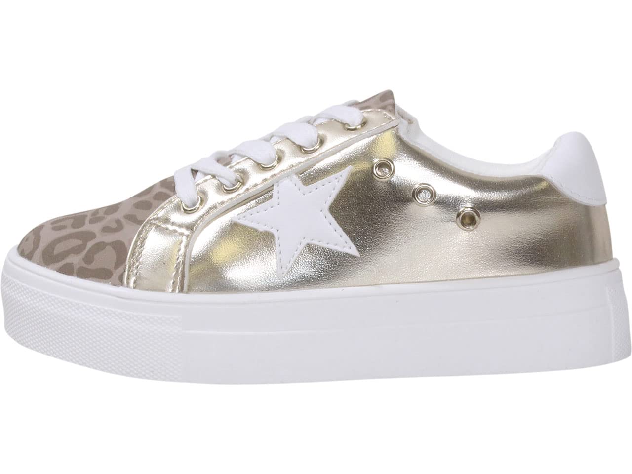 Mia Kids Big Girl's Jonny Sneakers Low Top Platform Gold/Leopard Sz. 5