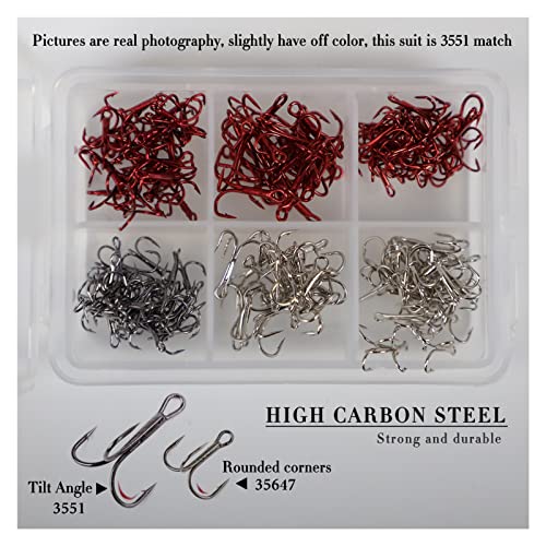 NZNB Fish Hook 160pcs/Box High Carbon Steel 3551 Fishing Hook Set Mixed Size Sharp Treble Hooks with Plastic Box Fishing Tackle Tools Fishing Accessories