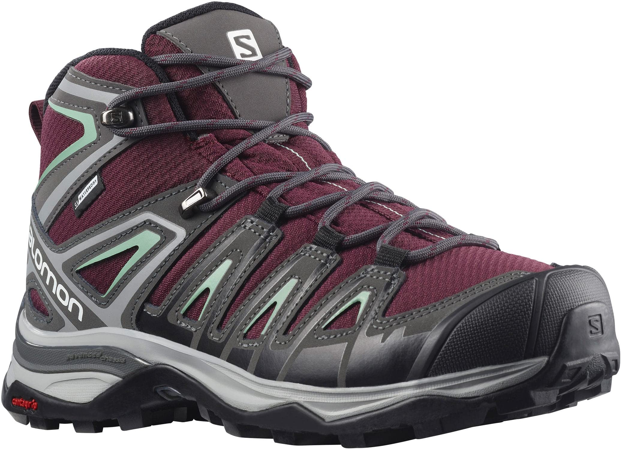 Salomon X Ultra Pioneer MID CLIMASALOMON Waterproof Hiking Boots for Women Trail Running Shoe, Wine Tasting/Magnet/Granite Green, 5