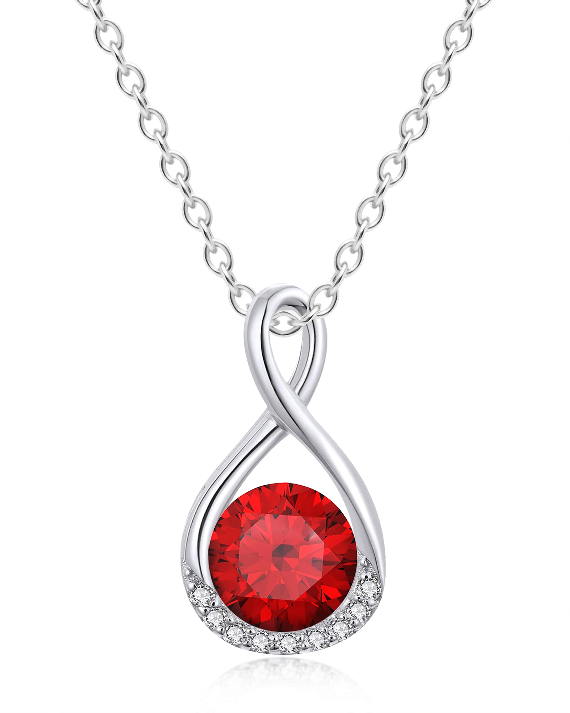 MIDDLUX Infinity Birthstone Necklaces for Women Girl, Stainless Steel, Cubic Zirconia