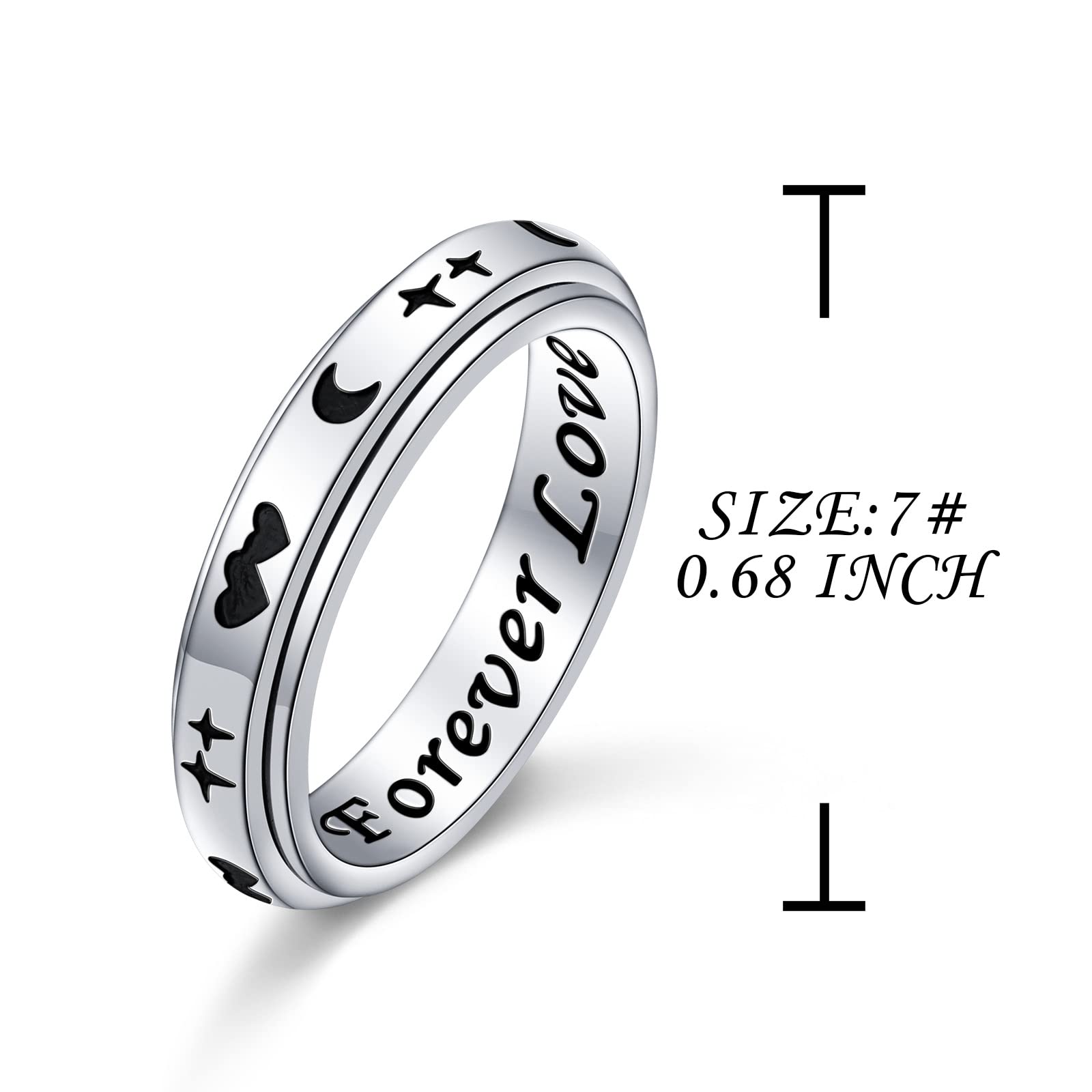 SHAOAN Pet Paw Print Spinner Fidget Ring 925 Sterling Silver Anxiety Rings for Women Stress Relieving Boredom ADHD Autism Statement Band Rings