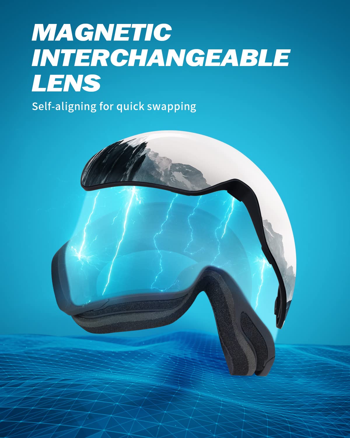 Super Penguin Ski Goggles Magnetic Lens & Replacement Lens, Double Spherical OTG Design Snow Goggles Anti-fog UV Protection