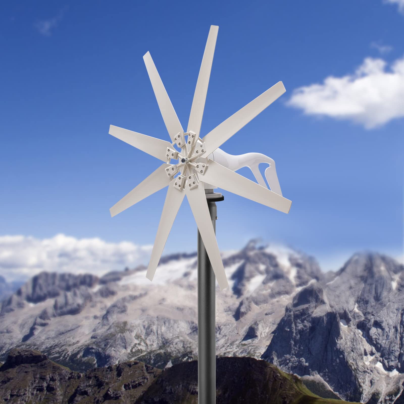 MANULOOT Wind Turbine Generator 600W 8-Blade Wind Power Generator, 12V Wind Turbine Generator Kit for Marine, RV, Home Windmill Generator Kit, Wind Power Generator| US Stock
