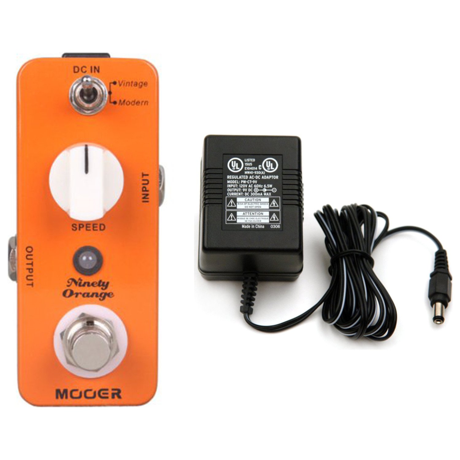 Mooer Ninety Orange Analog Vintage Phaser Pedal w/ Vintage/Modern Modes w/ Power Supply