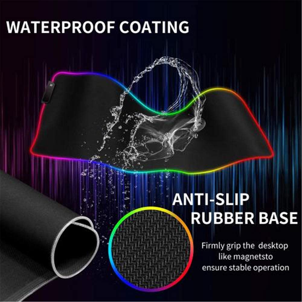Mouse Pads Monster Hunter Game RGB Gaming Mouse Mat Large LED Colorful Luminous Anti-Slip Rubber Base Computer Pc Keyboard Carpet 31.5 inch X 11.8 inch X0.16 inch