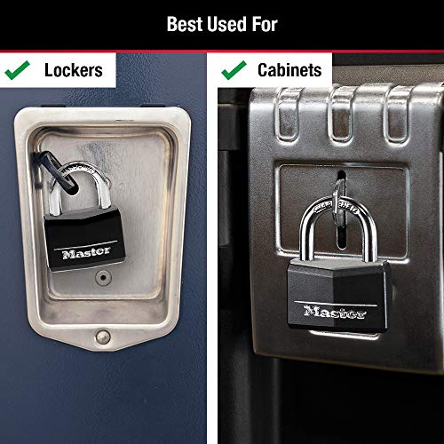 Master Lock Black Covered Aluminum Padlock, Gym Locker Lock with Key for Indoor or Outdoor Use with Vinyl Weather Resistant Cover, 141D