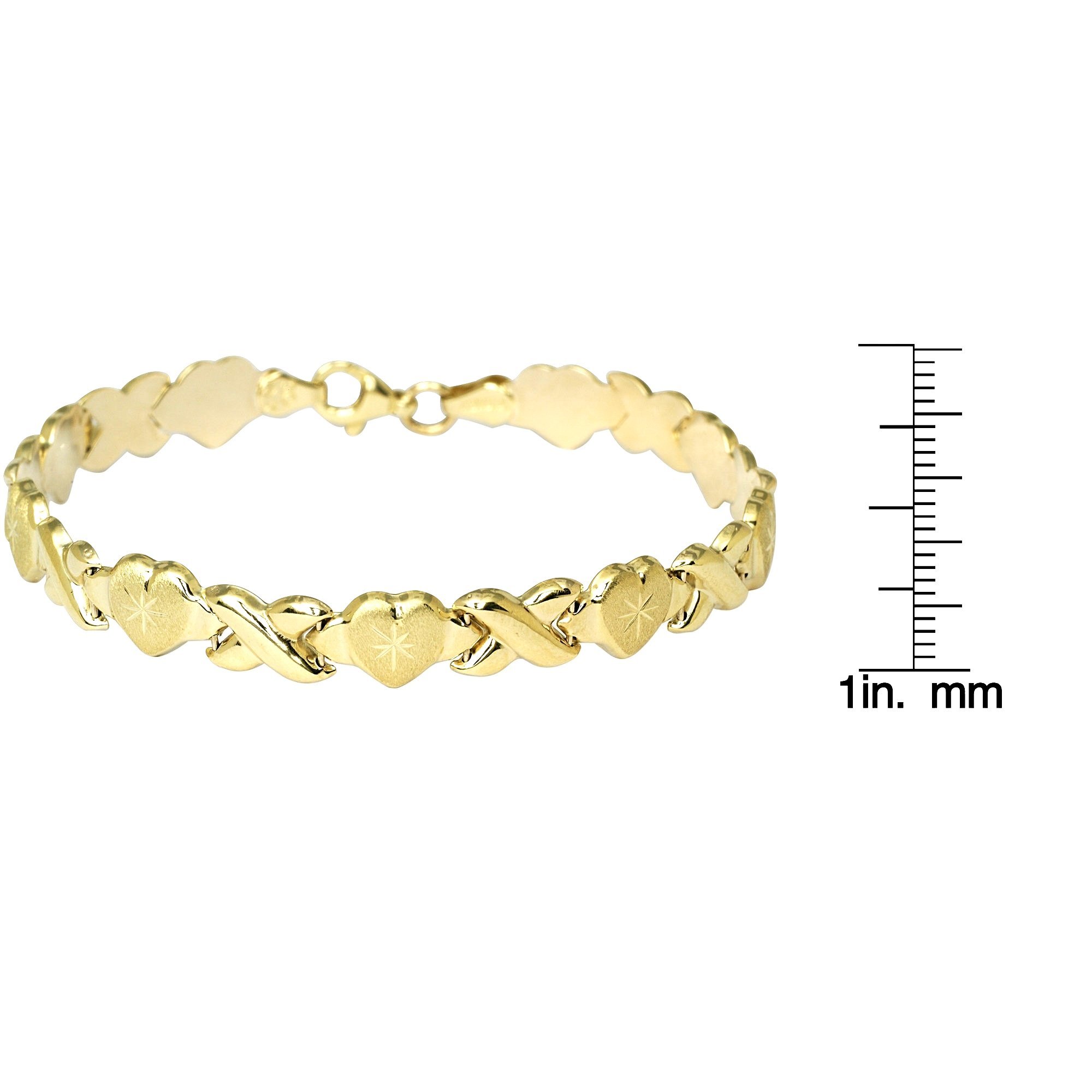MCS Jewelry Sterling Silver Yellow OR White Stampato XOXO Friendship and Relationship Chain Bracelet (Yellow)