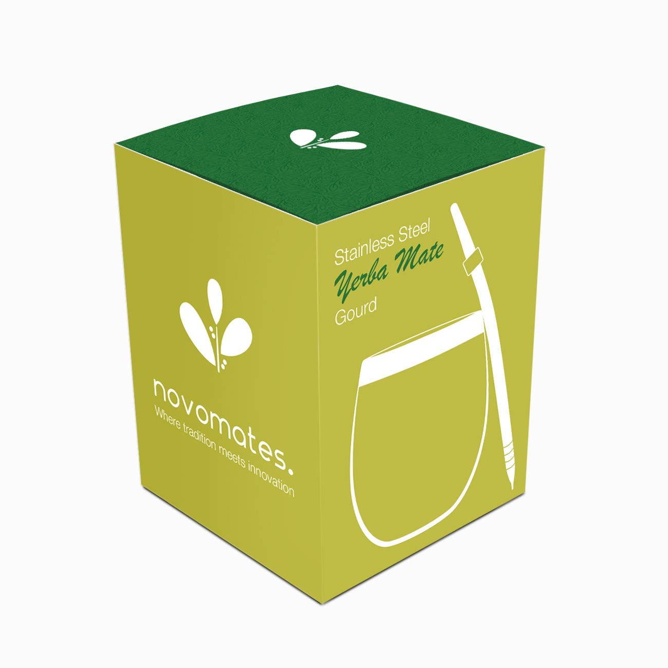 Novomates Yerba Mate Kit Including Double Wall Stainless Steel Mate Tea Cup and Mate Straw β Yerba Mate Cup and Bombilla Mate - Yerba Mate Gourd - Bombilla Mate and Mate Tea Cup 8oz (237ml) (Teal)
