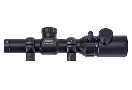 Monstrum 1-4x20 Rifle Scope with Rangefinder Reticle and Medium Profile Scope Rings | Black