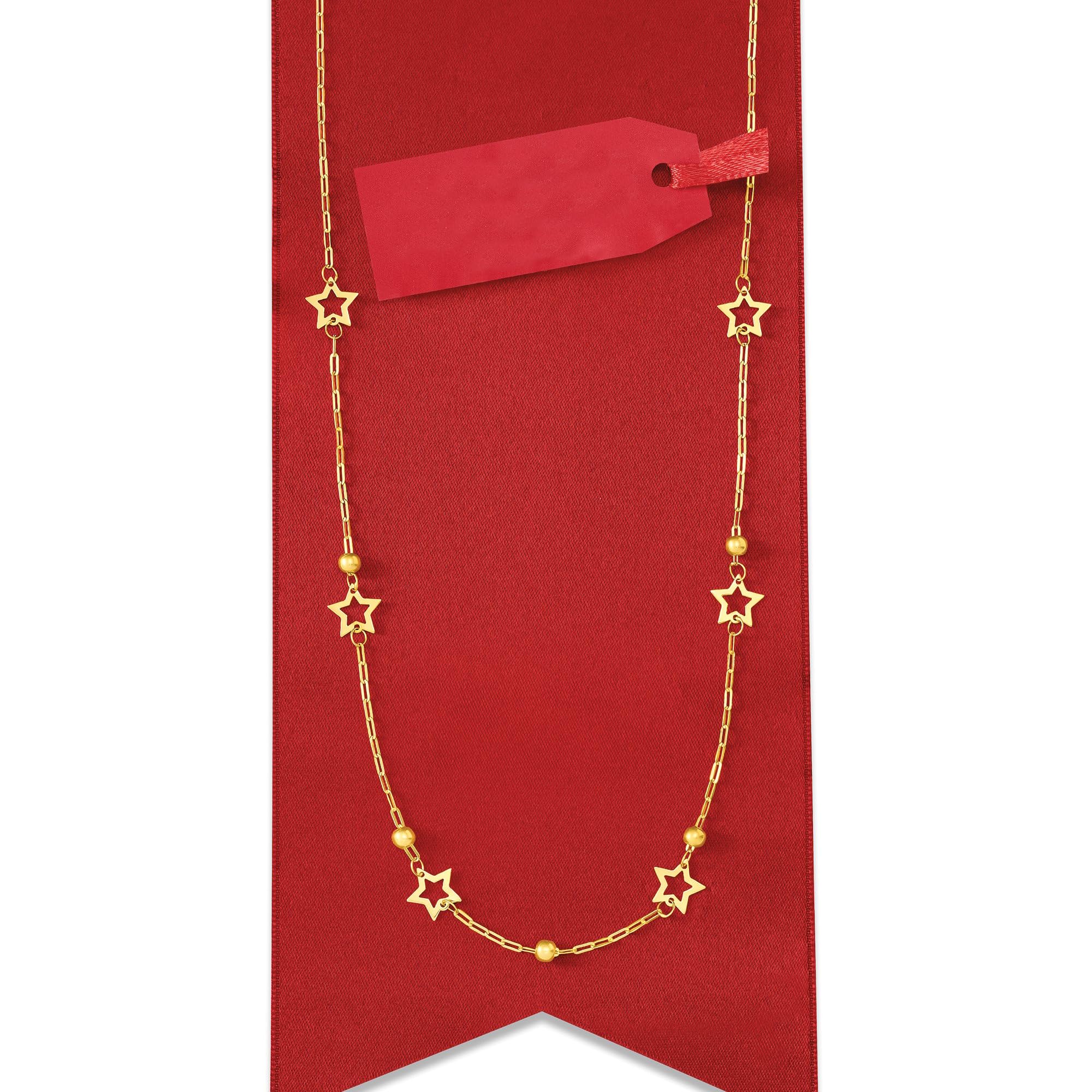 Ross-Simons Italian 14kt Yellow Gold Paper Clip Link Star Station Necklace. 20 inches
