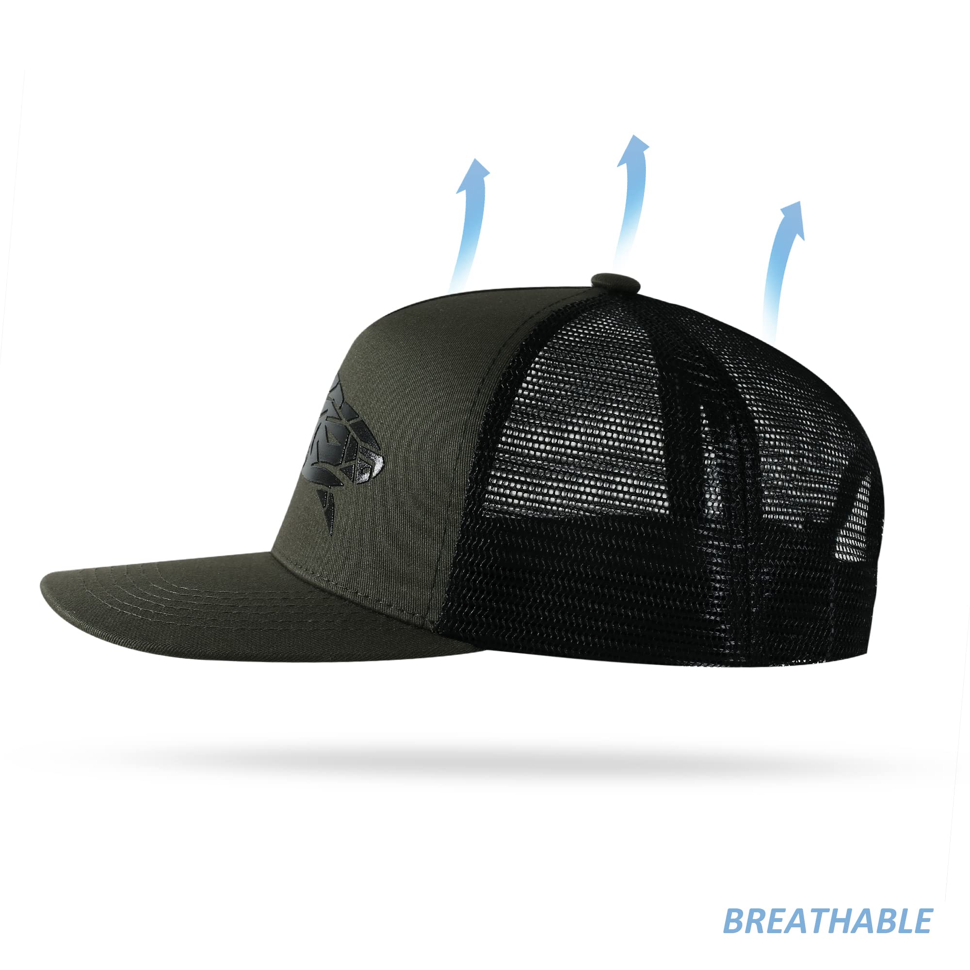 Shark Fishing Trucker Hat, Classic Flat Bill Snapback Fitted Baseball Cap for Men and Women, Breathable Mesh Panels
