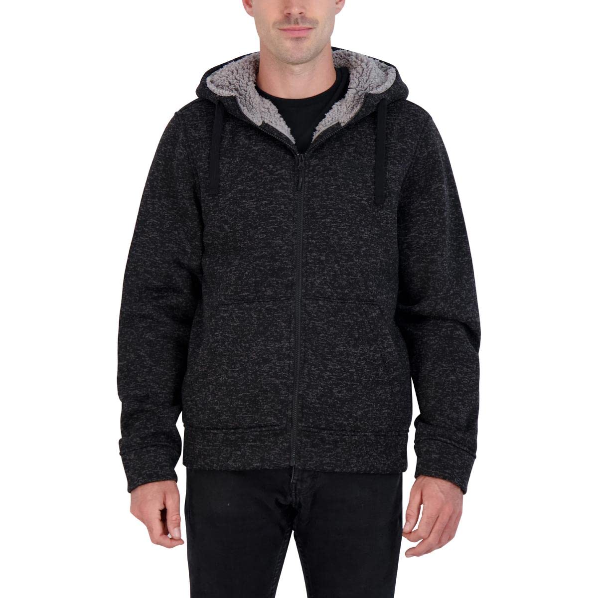 Reebok Men’s Sherpa Lined Full-Zip Hooded Jacket Black Size L